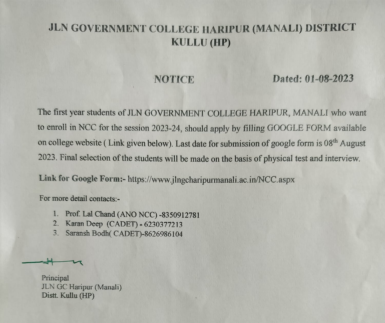 JLN Govt. College Haripur | Manali, Kullu, Himachal Pradesh